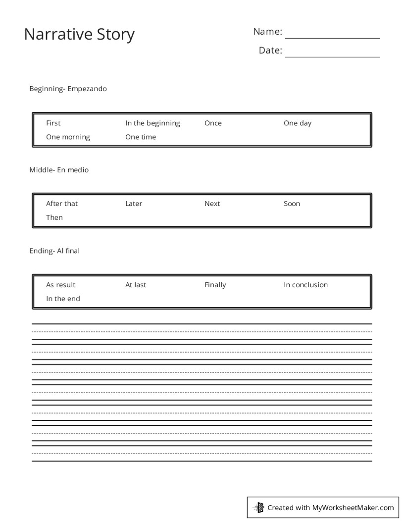 Narrative Story - My Worksheet Maker: Create Your Own Worksheets