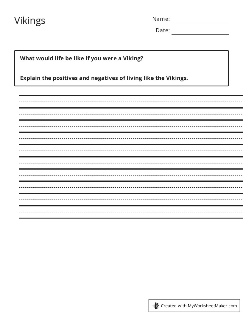 Vikings - My Worksheet Maker: Create Your Own Worksheets