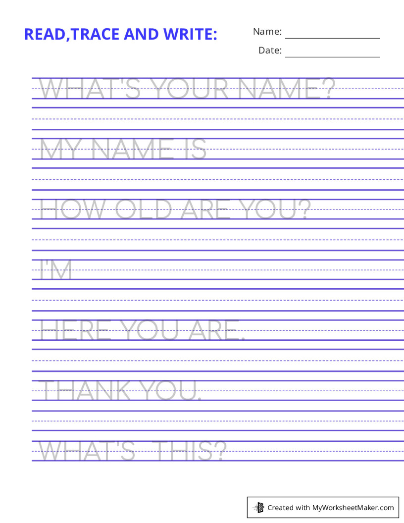 READ,TRACE AND WRITE: - My Worksheet Maker: Create Your Own Worksheets