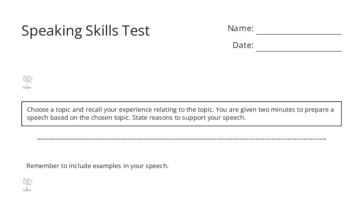 Speaking Skills Test - My Worksheet Maker: Create Your Own Worksheets