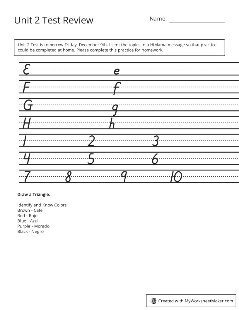 Unit 2 Test Review - My Worksheet Maker: Create Your Own Worksheets