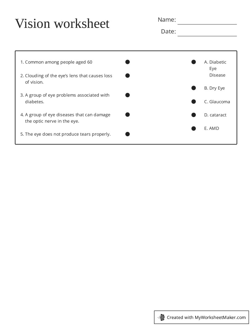 Vision worksheet - My Worksheet Maker: Create Your Own Worksheets