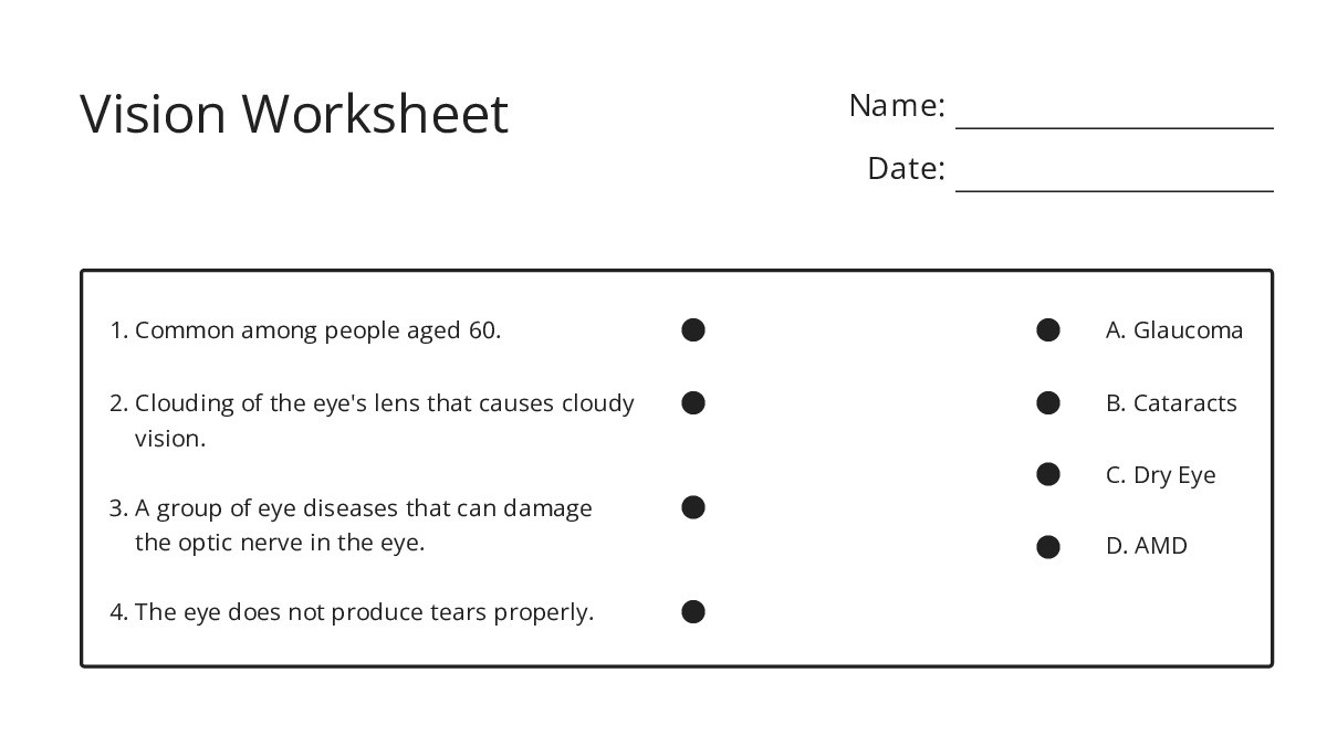 Vision Worksheet - My Worksheet Maker: Create Your Own Worksheets