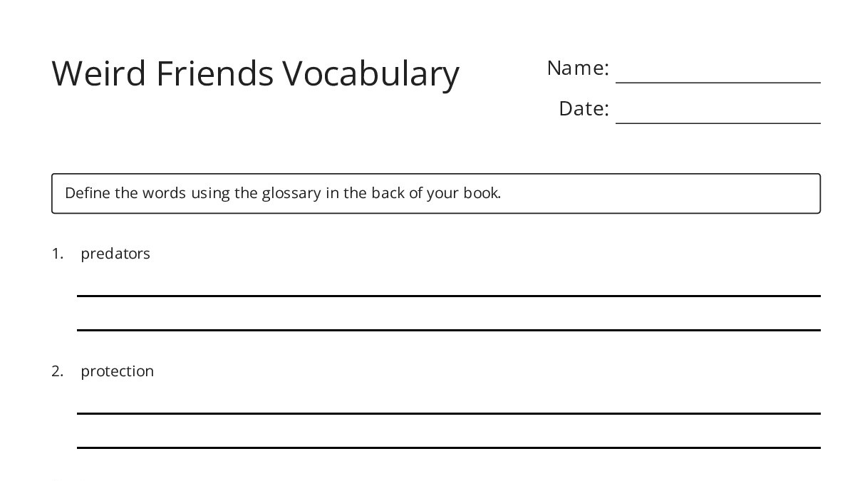 Weird Friends Vocabulary - My Worksheet Maker: Create Your Own Worksheets