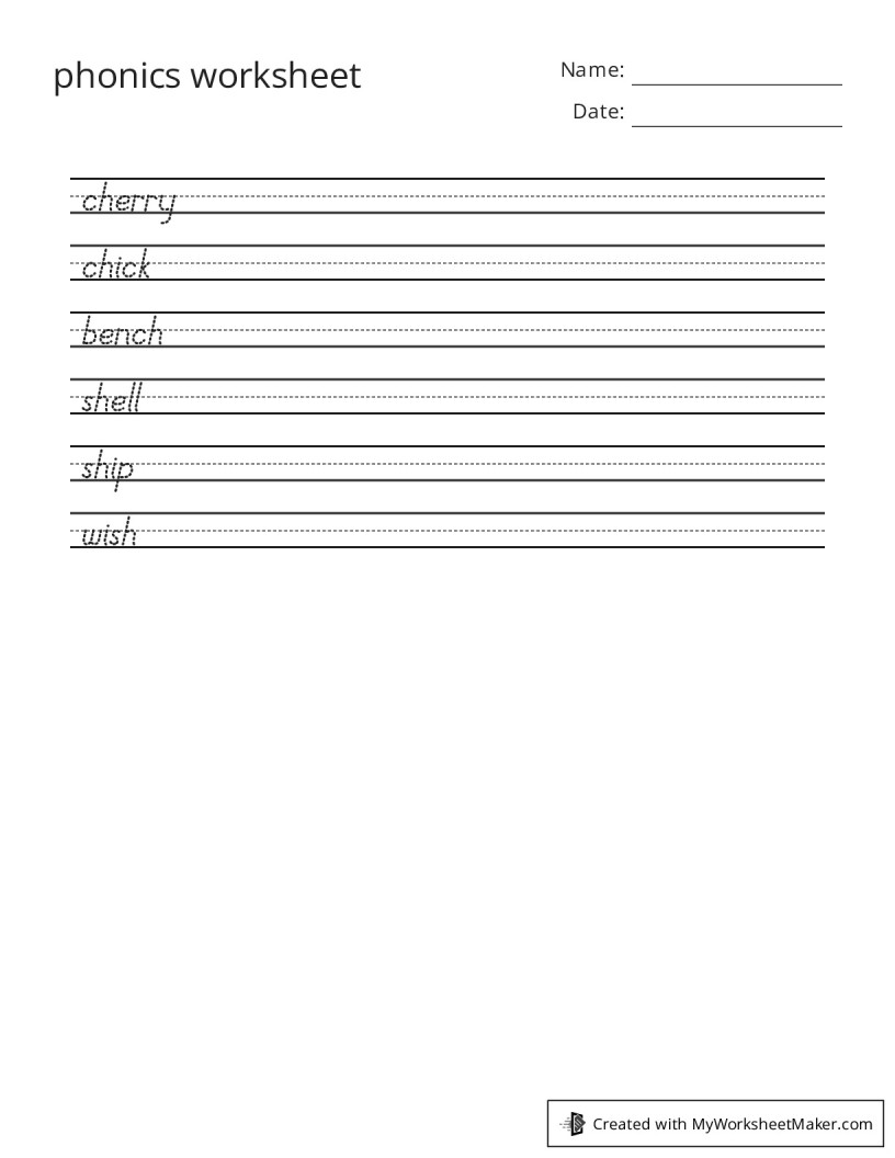 phonics worksheet - My Worksheet Maker: Create Your Own Worksheets