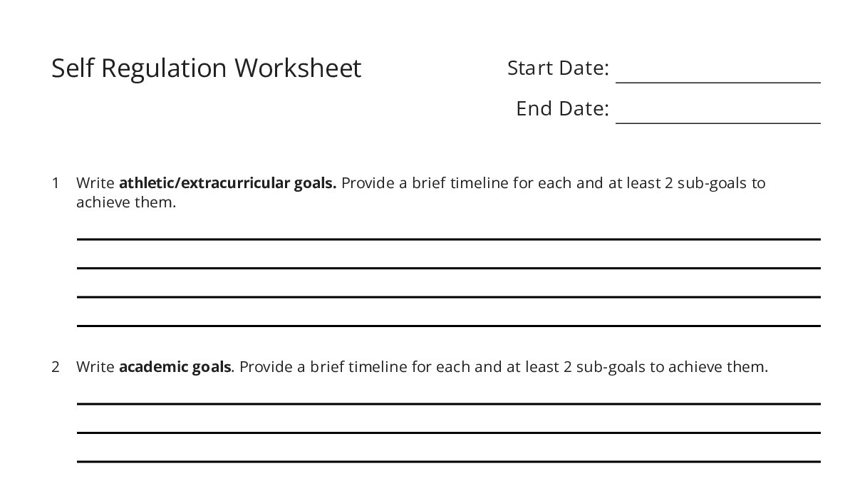Self Regulation Worksheet - My Worksheet Maker: Create Your Own Worksheets