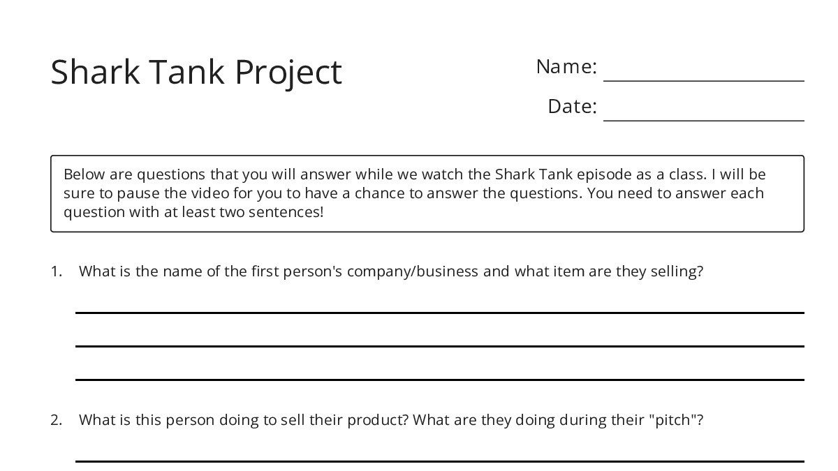 Shark Tank Project - My Worksheet Maker: Create Your Own Worksheets