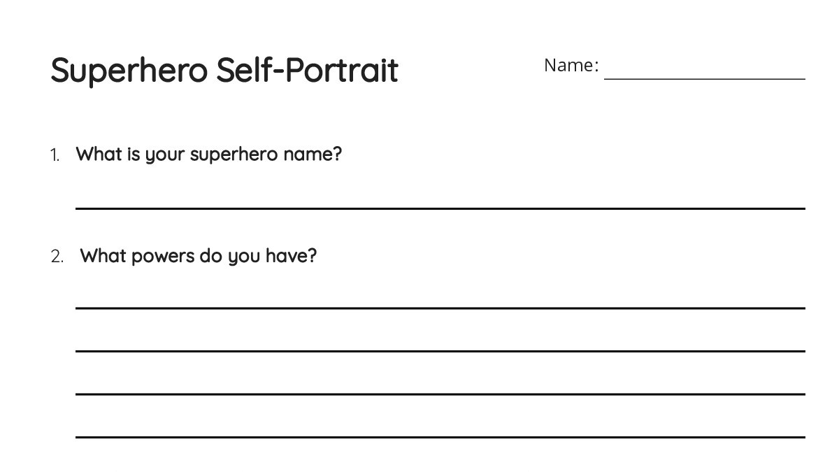 Superhero Self-Portrait - My Worksheet Maker: Create Your Own Worksheets