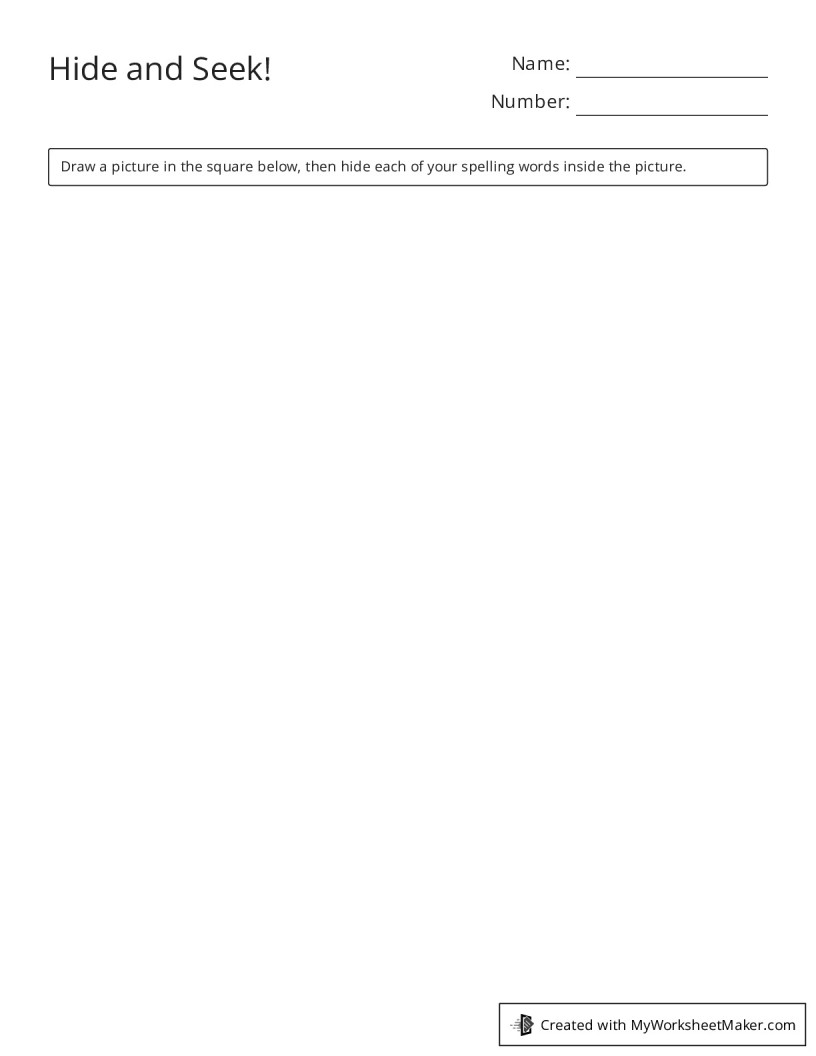 Hide and Seek! - My Worksheet Maker: Create Your Own Worksheets