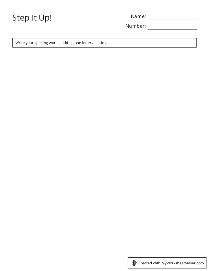 Step It Up! - My Worksheet Maker: Create Your Own Worksheets