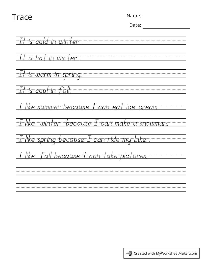Trace - My Worksheet Maker: Create Your Own Worksheets