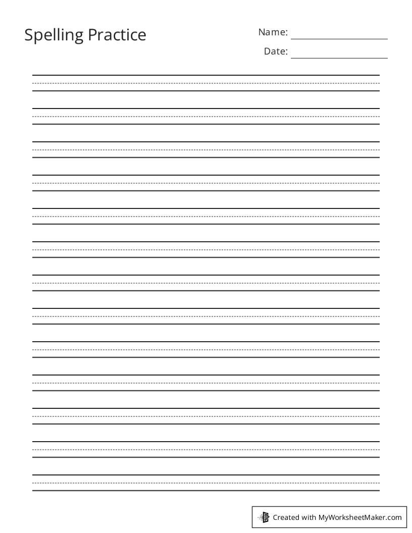 Spelling Practice - My Worksheet Maker: Create Your Own Worksheets
