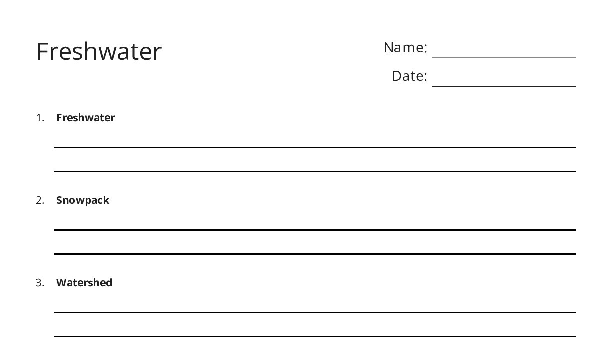 Freshwater - My Worksheet Maker: Create Your Own Worksheets