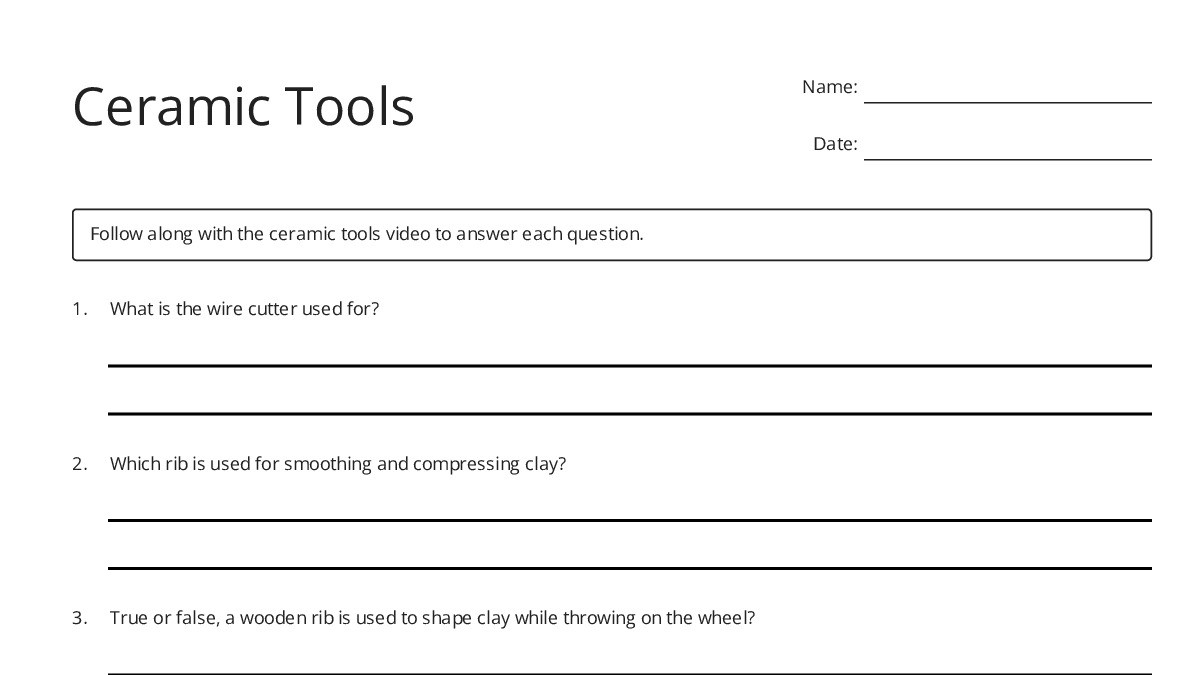 Ceramic Tools - My Worksheet Maker: Create Your Own Worksheets