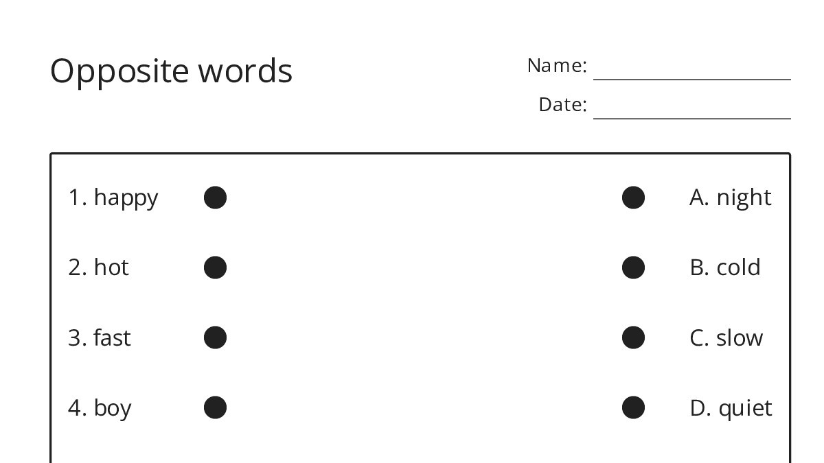 Opposite words - My Worksheet Maker: Create Your Own Worksheets