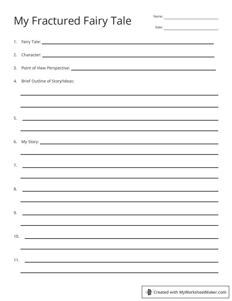 My Fractured Fairy Tale - My Worksheet Maker: Create Your Own Worksheets