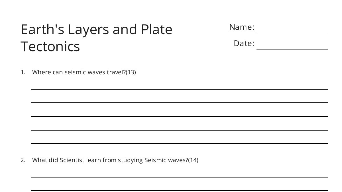 Earth's Layers and Plate Tectonics - My Worksheet Maker: Create Your ...