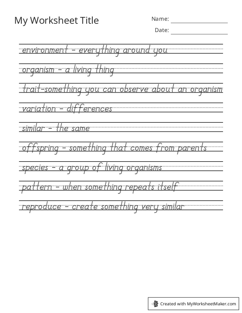 My Worksheet Title - My Worksheet Maker: Create Your Own Worksheets