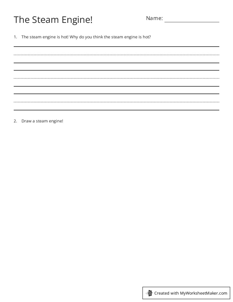The Steam Engine! - My Worksheet Maker: Create Your Own Worksheets