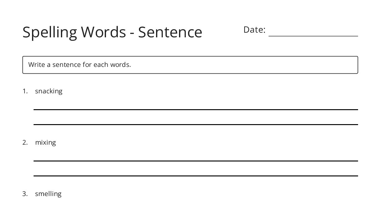 Spelling Words - Sentence - My Worksheet Maker: Create Your Own Worksheets