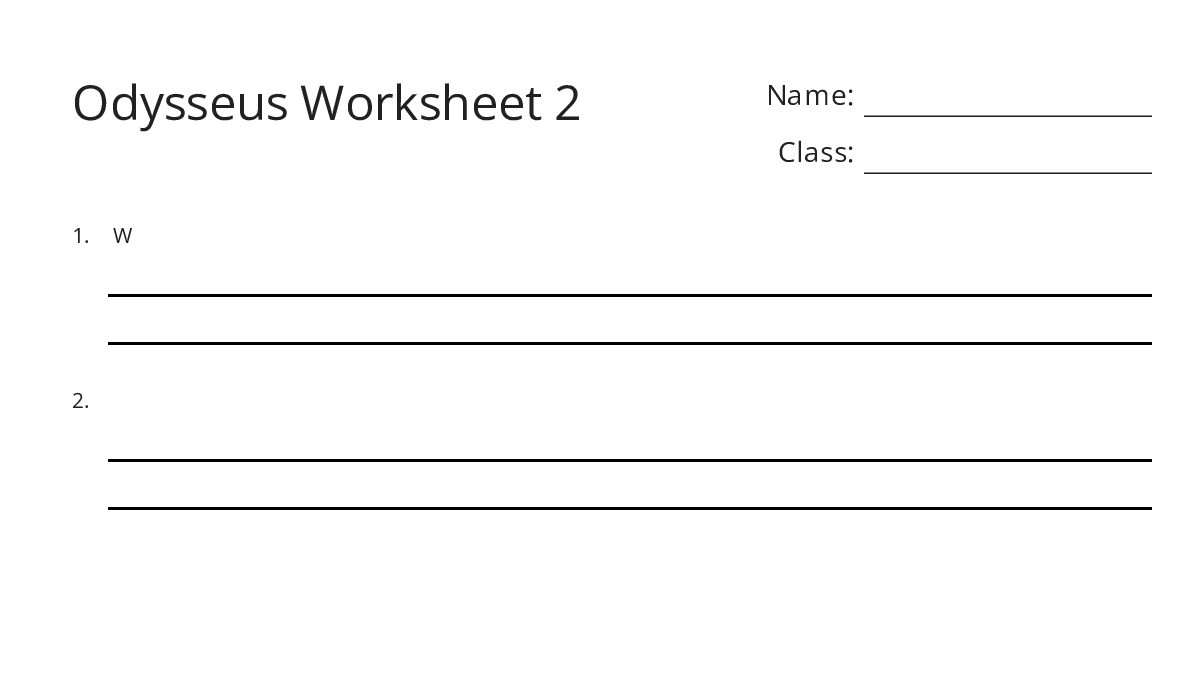 Odysseus Worksheet 2 - My Worksheet Maker: Create Your Own Worksheets
