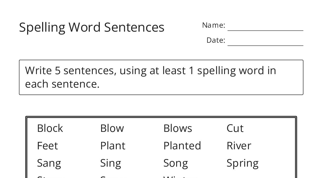 Spelling Word Sentences - My Worksheet Maker: Create Your Own Worksheets