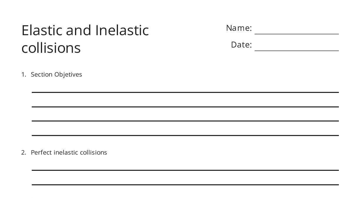 Elastic and Inelastic collisions - My Worksheet Maker: Create Your Own ...
