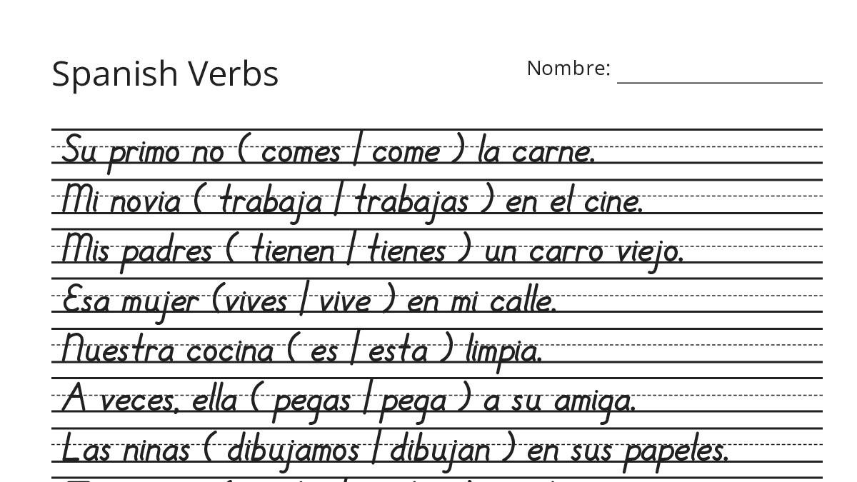 Spanish Verbs - My Worksheet Maker: Create Your Own Worksheets