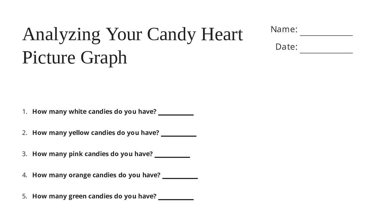Analyzing Your Candy Heart Picture Graph - My Worksheet Maker: Create ...