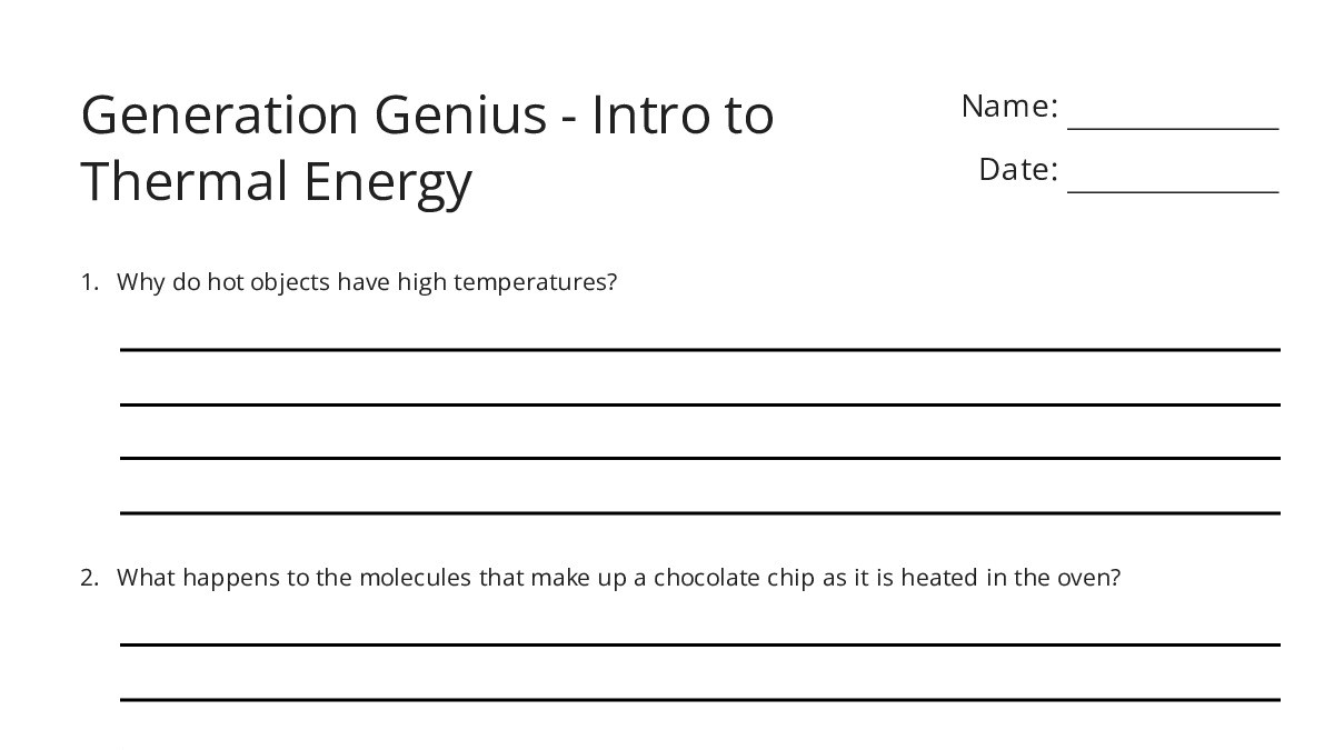 Generation Genius - Intro to Thermal Energy - My Worksheet Maker ...