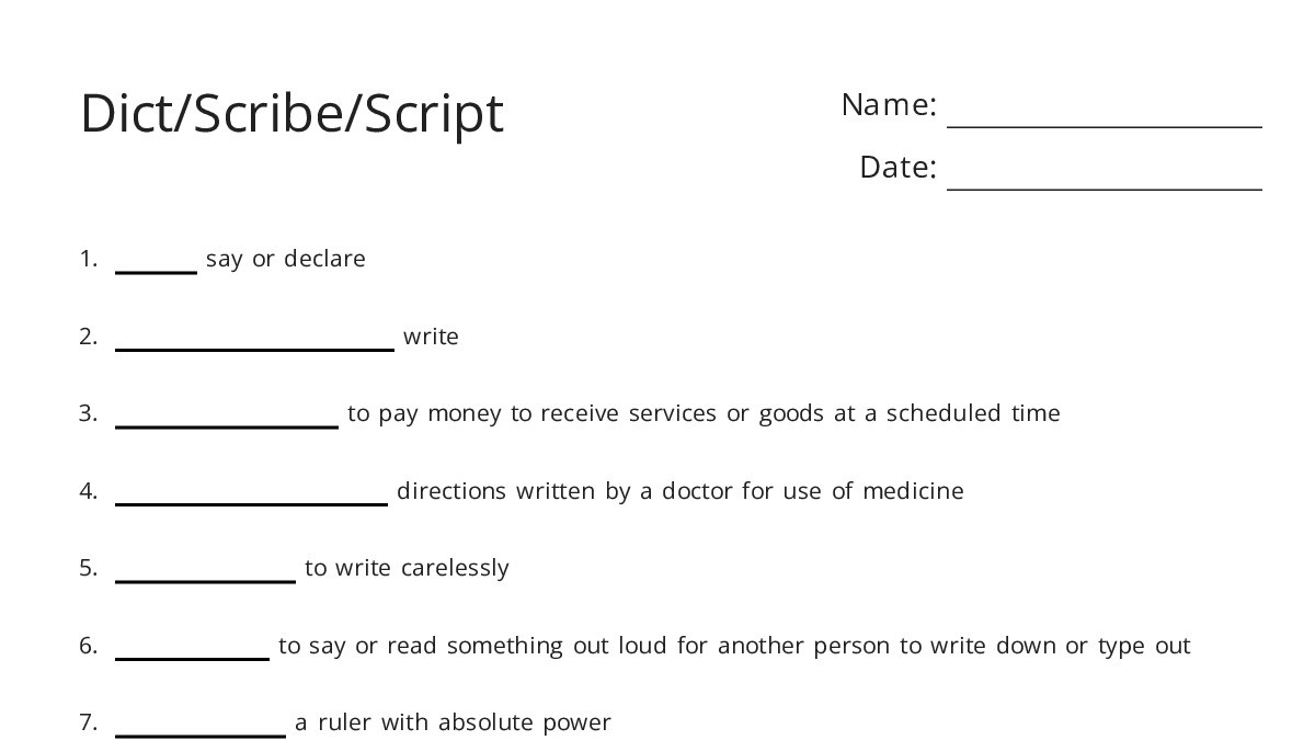 Dict/Scribe/Script - My Worksheet Maker: Create Your Own Worksheets