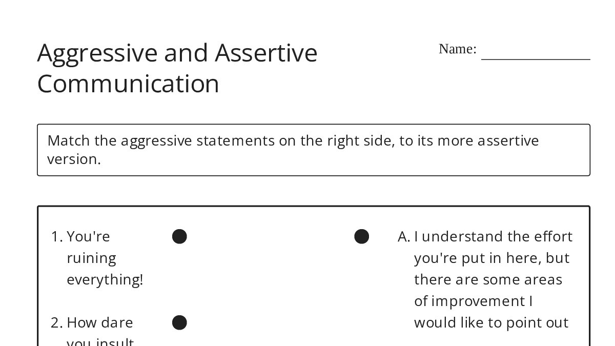 Aggressive and Assertive Communication - My Worksheet Maker: Create ...