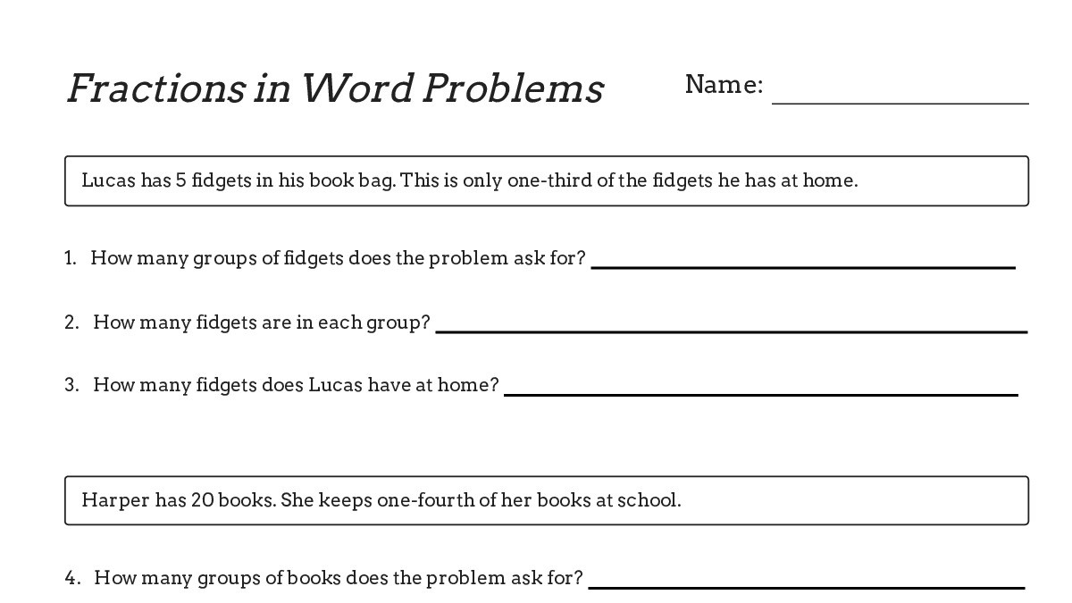 Fractions in Word Problems﻿ - My Worksheet Maker: Create Your Own ...