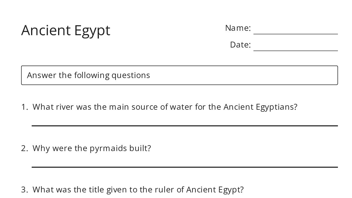 Ancient Egypt - My Worksheet Maker: Create Your Own Worksheets