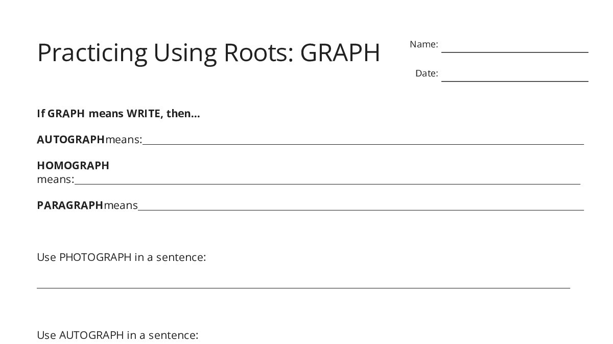 Practicing Using Roots: GRAPH - My Worksheet Maker: Create Your Own ...