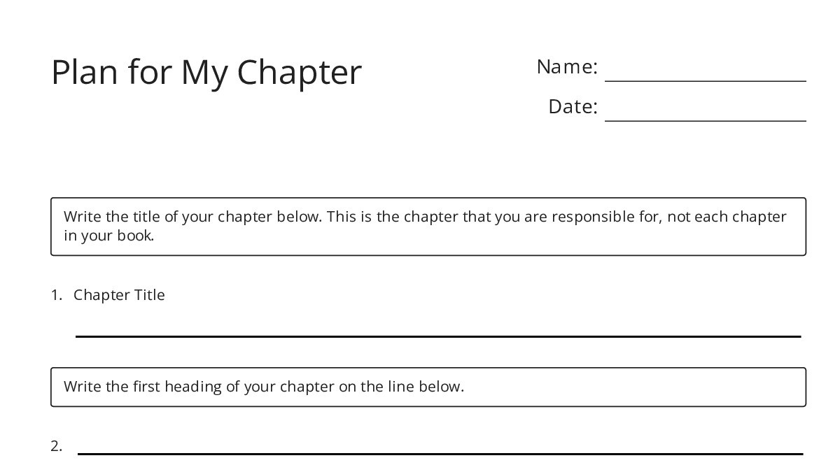 Plan for My Chapter - My Worksheet Maker: Create Your Own Worksheets