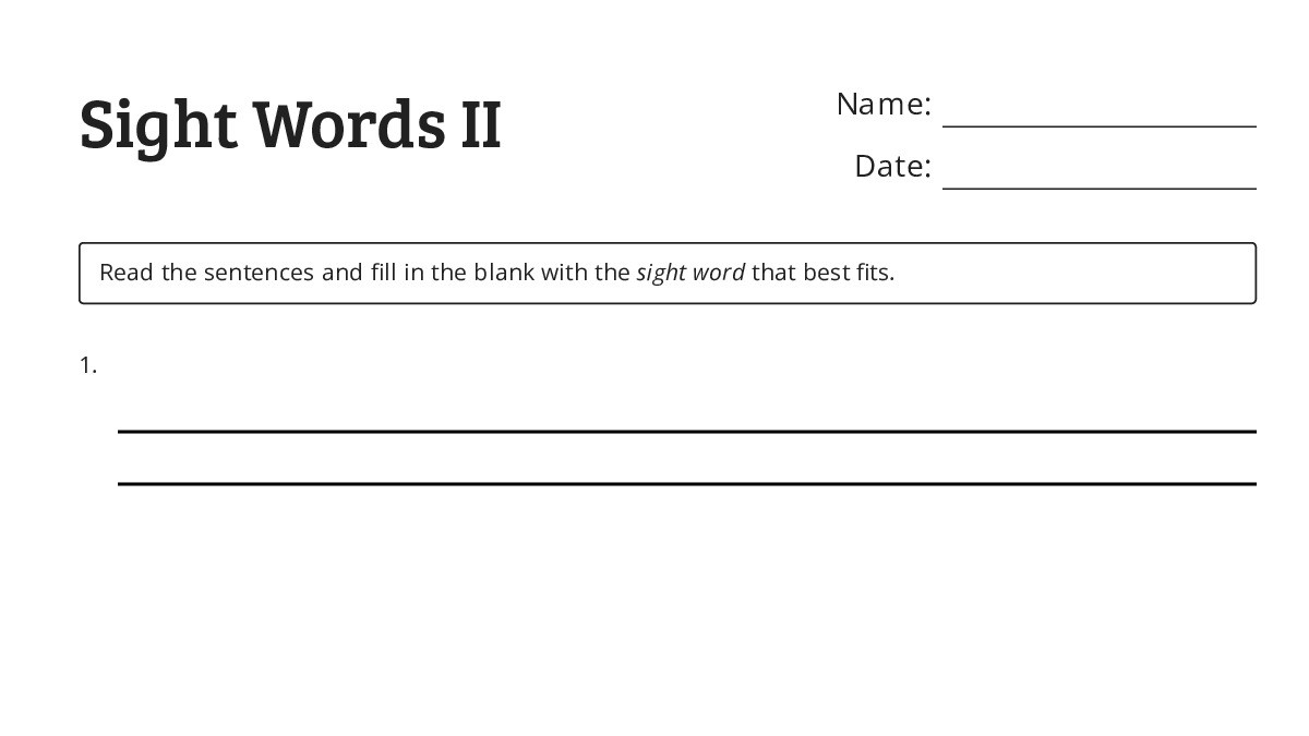 Sight Words II - My Worksheet Maker: Create Your Own Worksheets