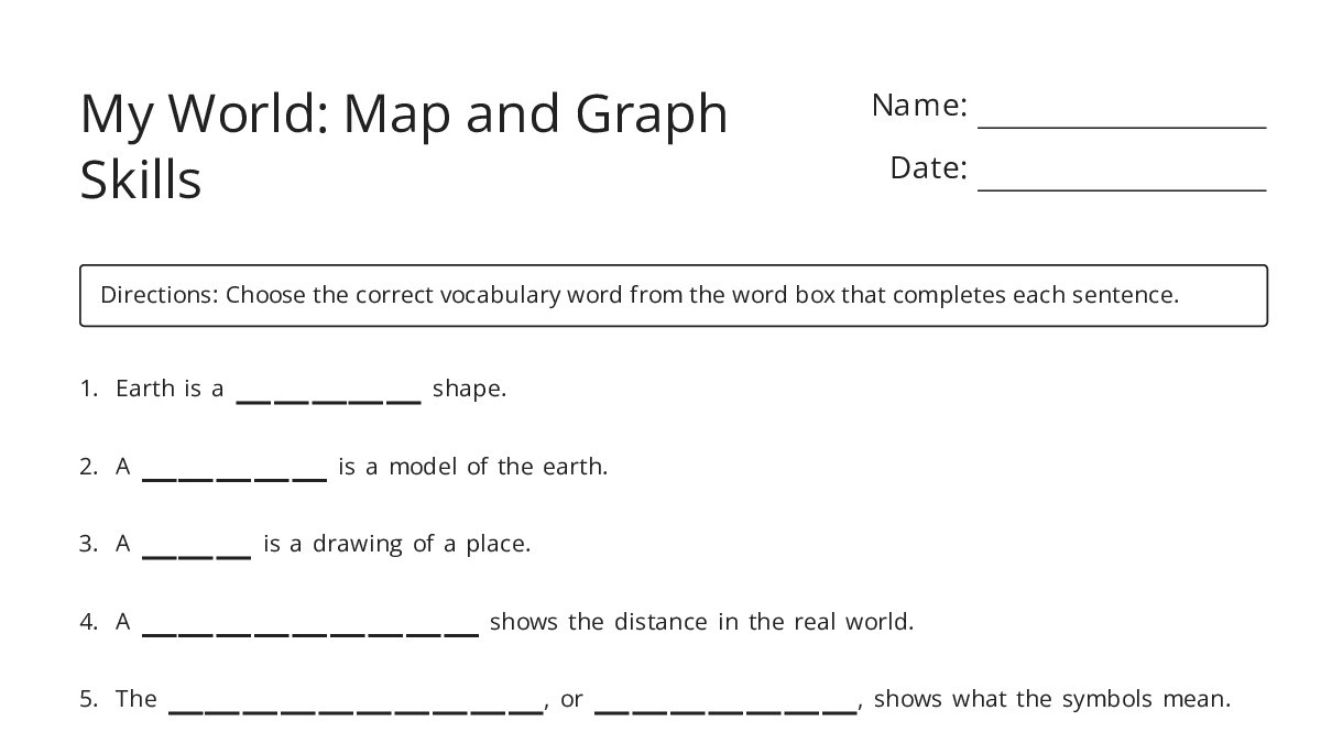 My World: Map and Graph Skills - My Worksheet Maker: Create Your Own ...