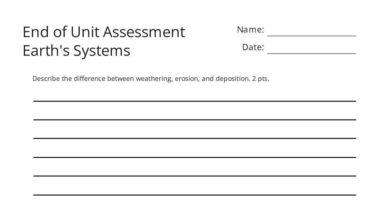 End of Unit Assessment Earth's Systems - My Worksheet Maker: Create ...