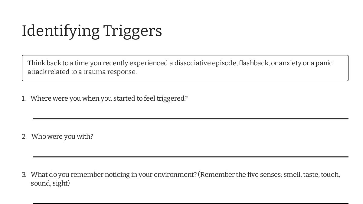 Identifying Triggers - My Worksheet Maker: Create Your Own Worksheets