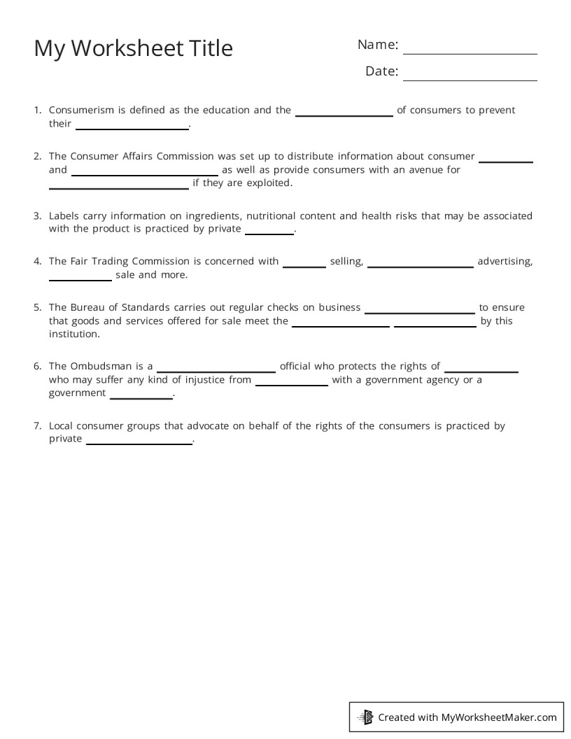 My Worksheet Title - My Worksheet Maker: Create Your Own Worksheets