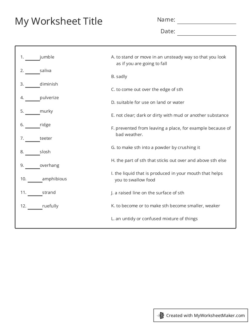 My Worksheet Title - My Worksheet Maker: Create Your Own Worksheets