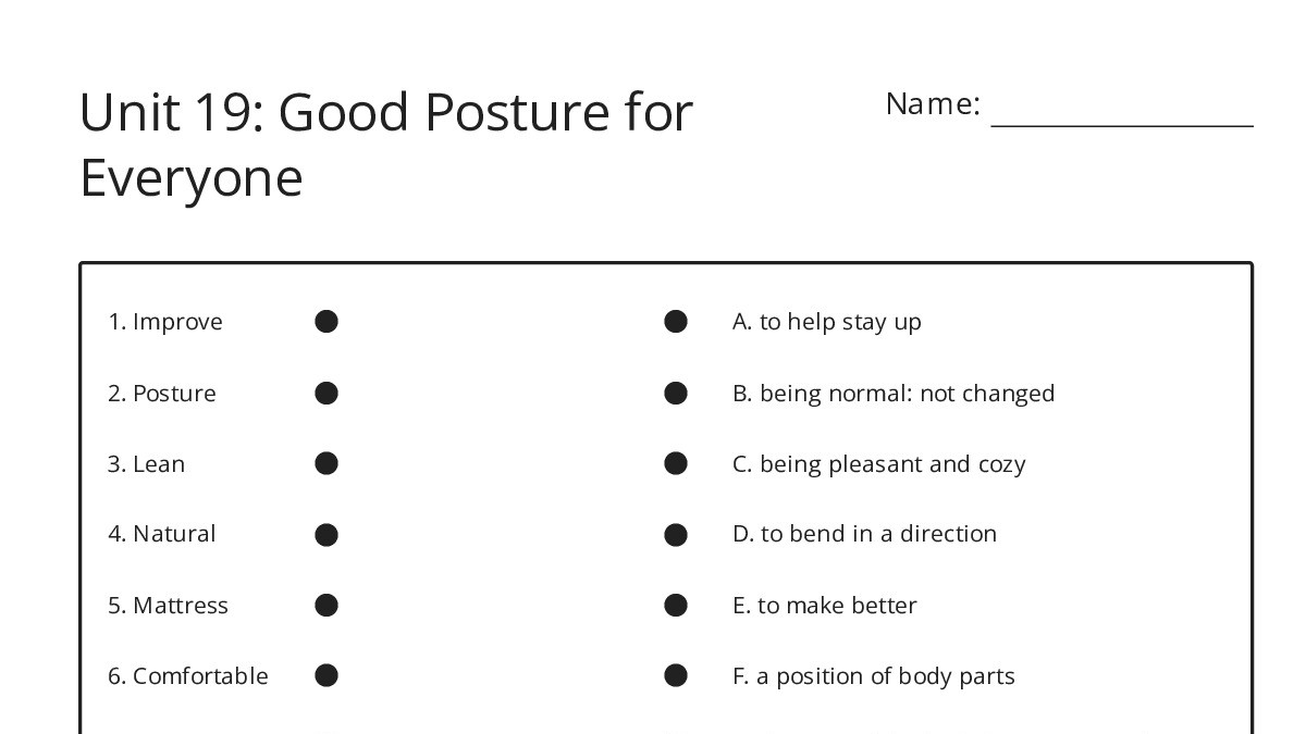 Unit 19: Good Posture for Everyone - My Worksheet Maker: Create Your ...