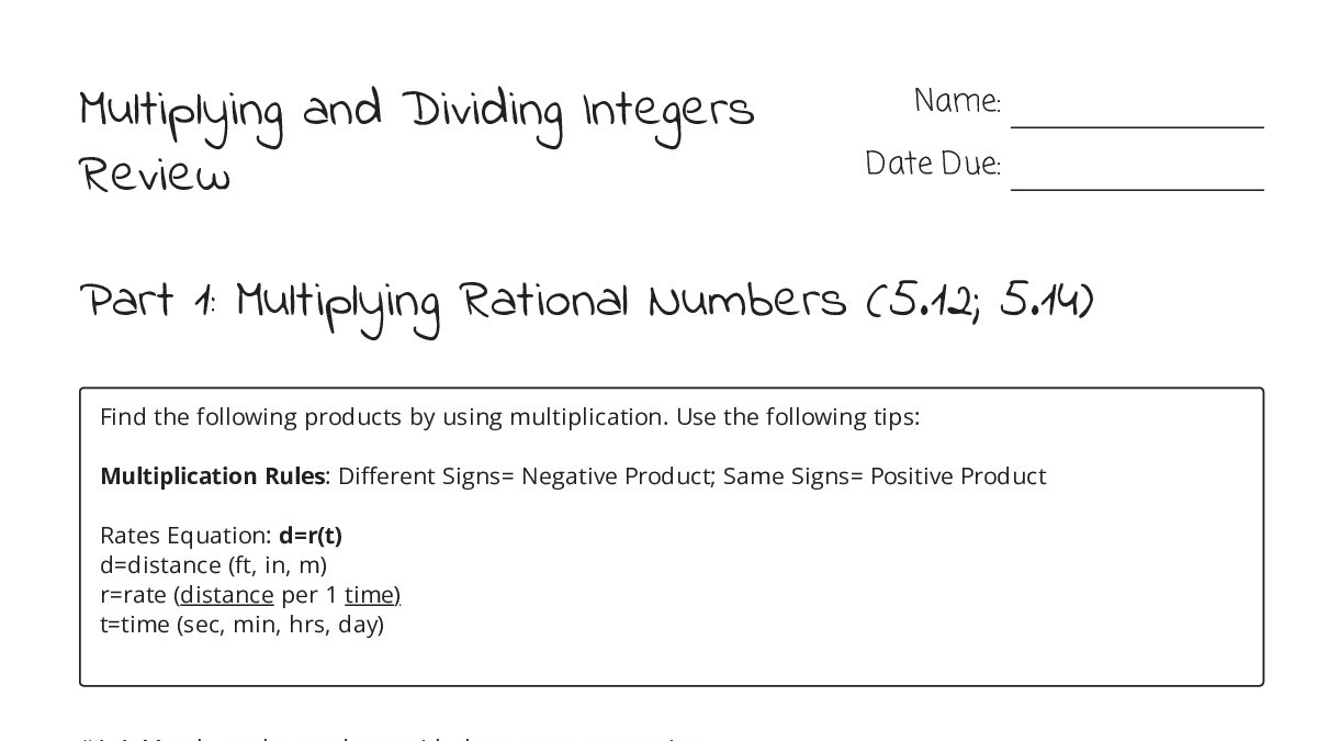 Multiplying and Dividing Integers Review - My Worksheet Maker: Create ...