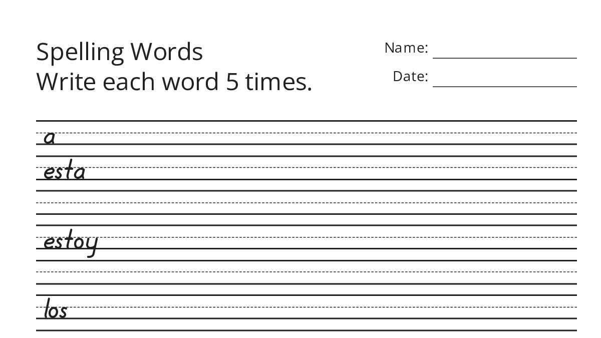 Spelling Words Write each word 5 times. - My Worksheet Maker: Create ...