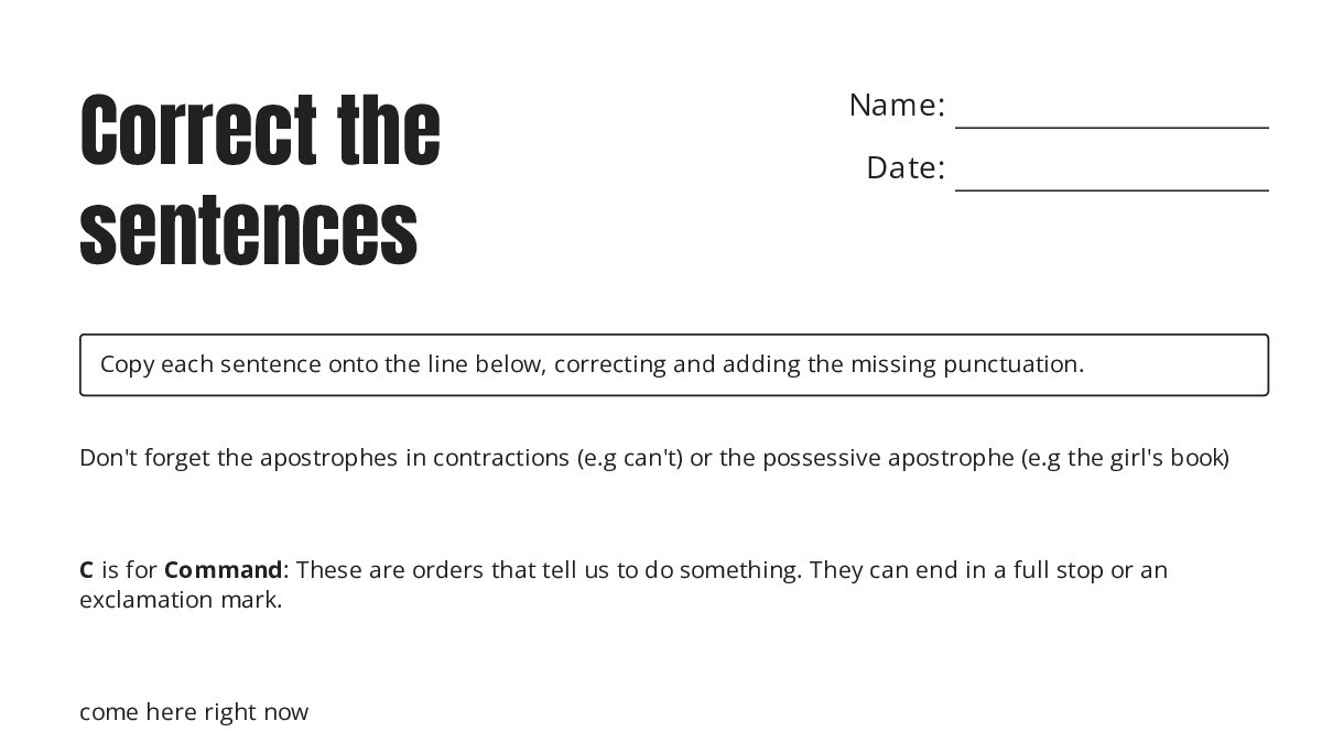 Correct the sentences - My Worksheet Maker: Create Your Own Worksheets