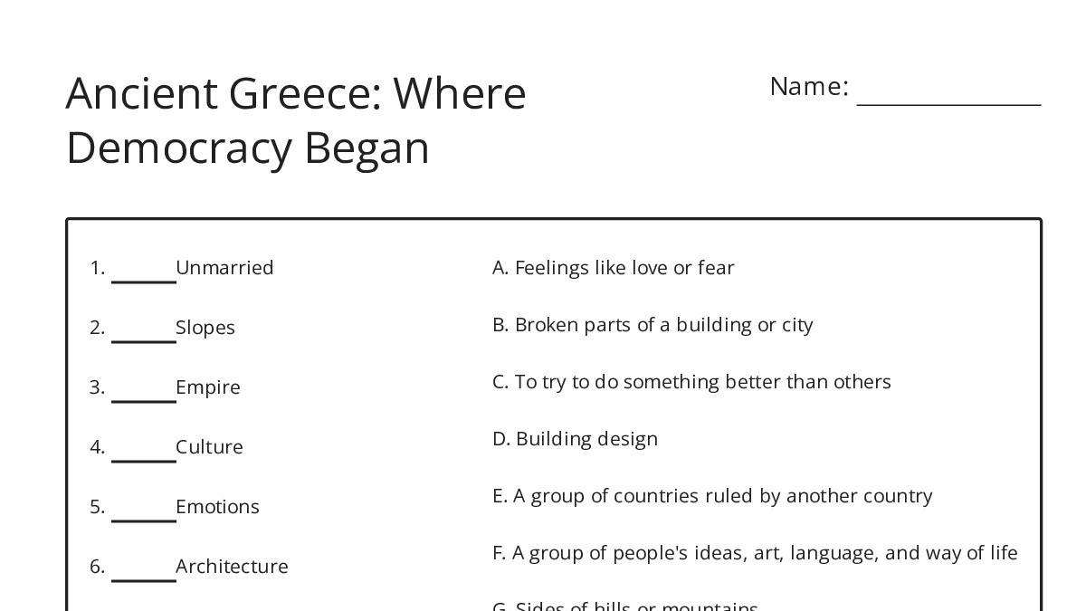 Ancient Greece: Where Democracy Began - My Worksheet Maker: Create Your ...