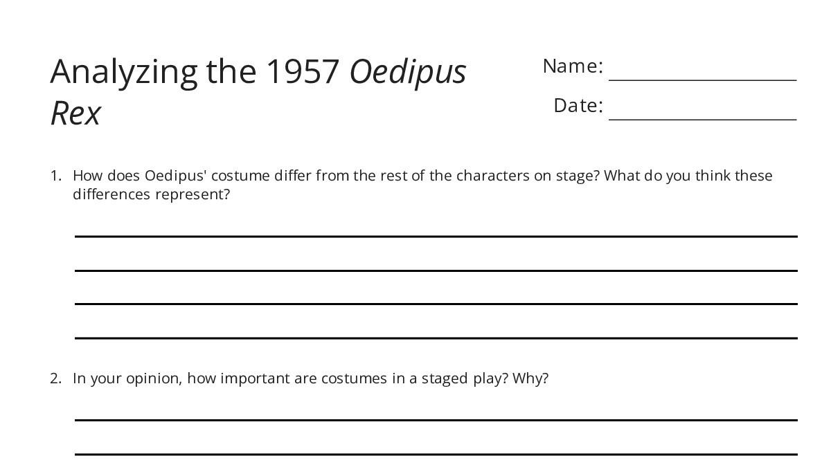 Analyzing the 1957 Oedipus Rex - My Worksheet Maker: Create Your Own ...