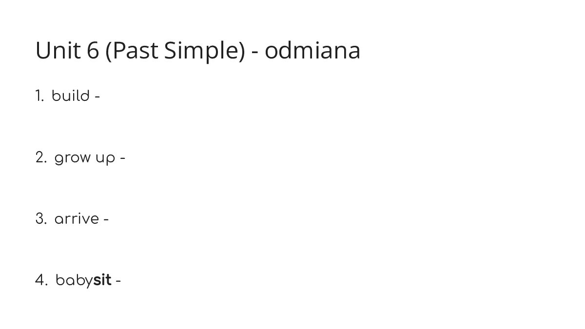 Unit 6 (Past Simple) - odmiana - My Worksheet Maker: Create Your Own ...
