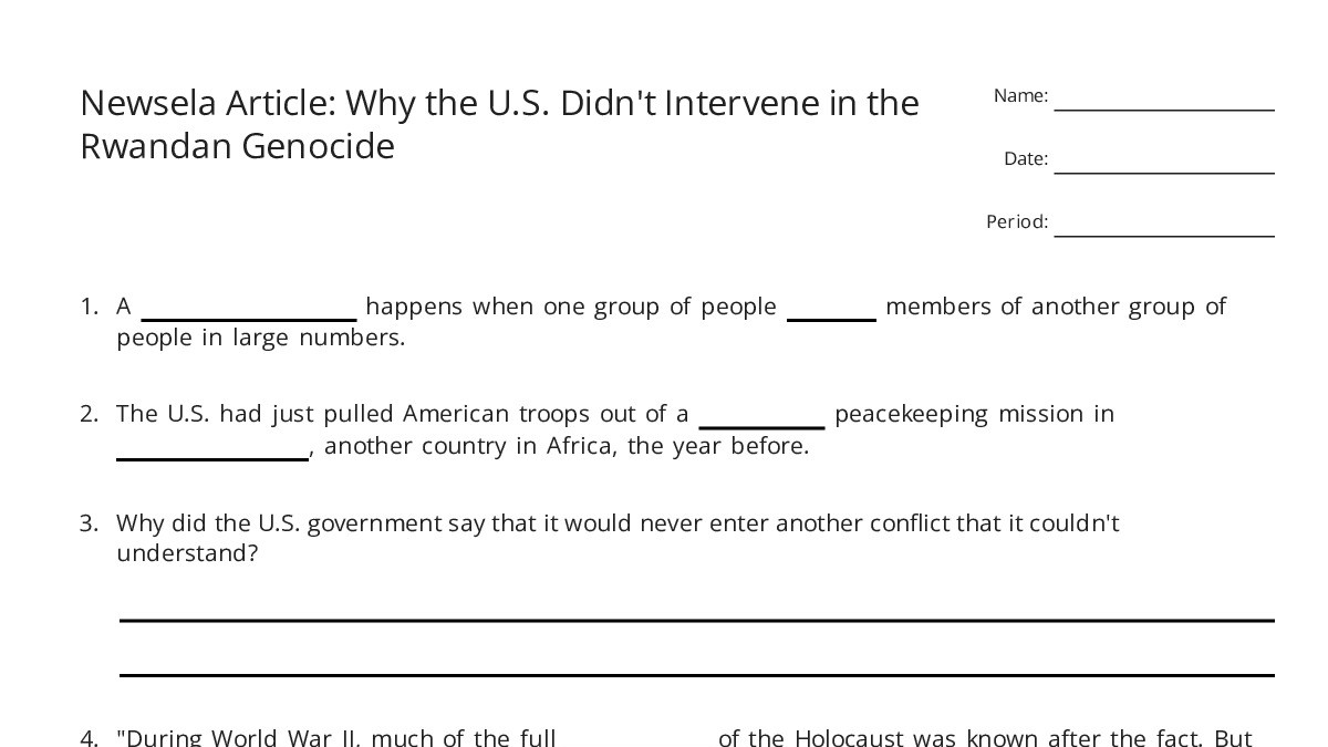 Newsela Article: Why the U.S. Didn't Intervene in the Rwandan Genocide ...